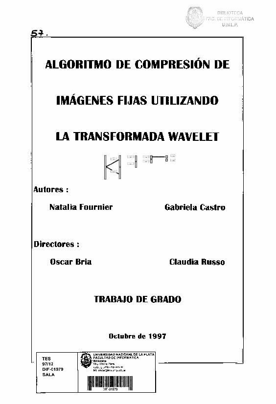 (PDF) Algoritmo de compresión de imágenes fijas utilizando la transformada Wavelet