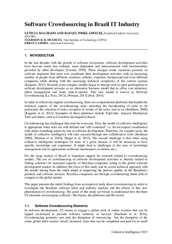 (PDF) Software Crowdsourcing in Brazil IT Industry