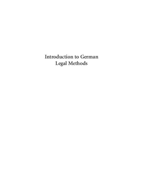 (PDF) Introduction to German legal methods