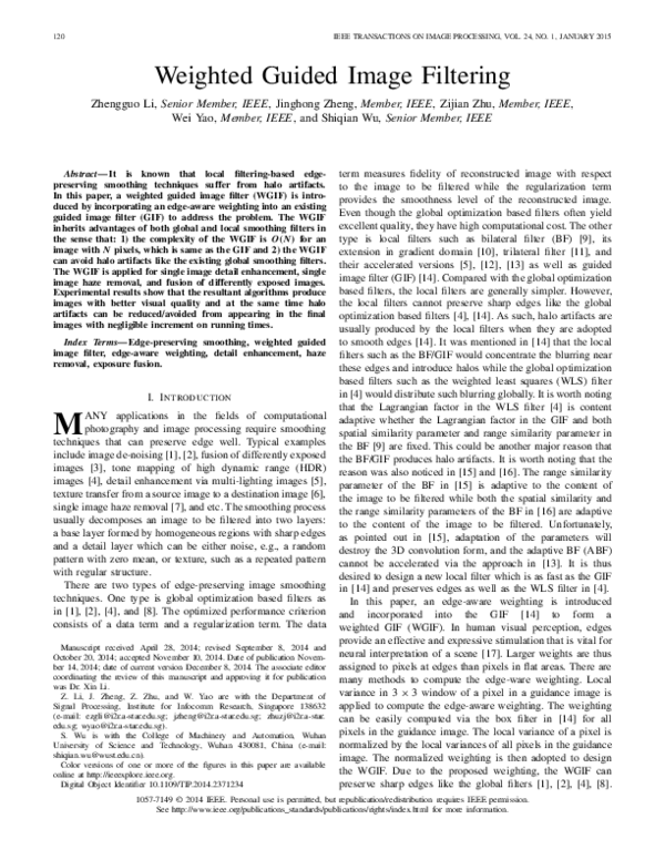 (PDF) Weighted Guided Image Filtering