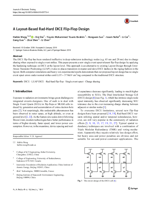 (PDF) A Layout-Based Rad-Hard DICE Flip-Flop Design