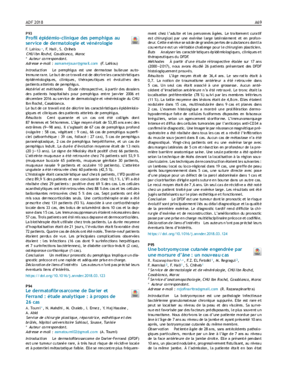 (PDF) Le dermatofibrosarcome de Darier et Ferrand : étude analytique ...