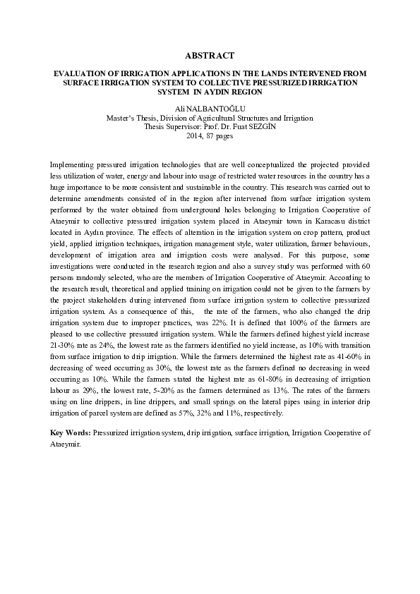 (PDF) Evaluation of irrigation applications in the lands intervened ...