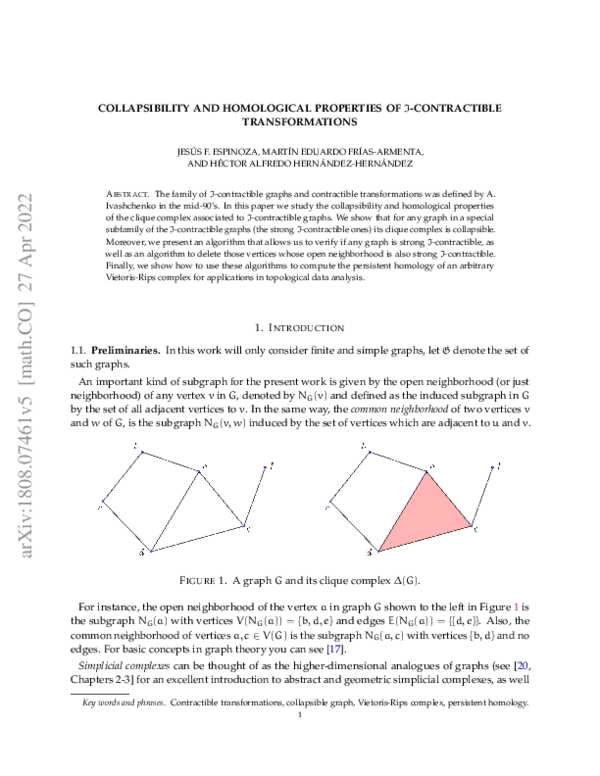 (PDF) Homological properties of contractible transformations of graphs
