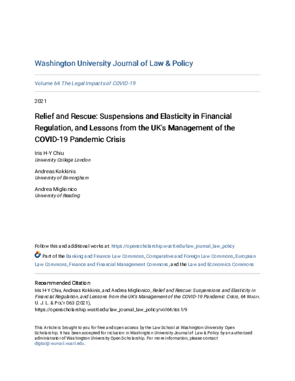 (PDF) Relief and Rescue: Suspensions and Elasticity in Financial Regulation, and Lessons from ...