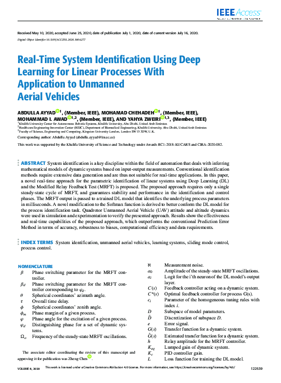 Pdf Real Time System Identification Using Deep Learning For Linear Processes With Application