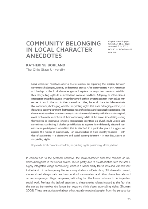 (PDF) Local Characters and Community Belonging