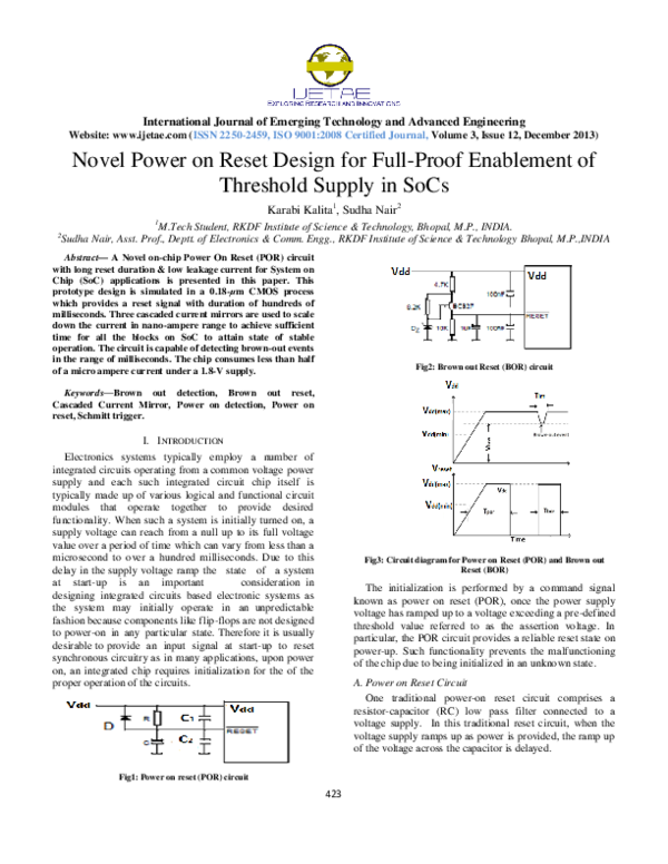 (PDF) Novel Power on Reset Design for Full-Proof Enablement of ...