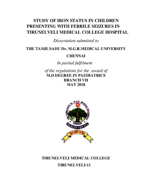 (PDF) Study of iron status in children presenting with febrile seizures ...