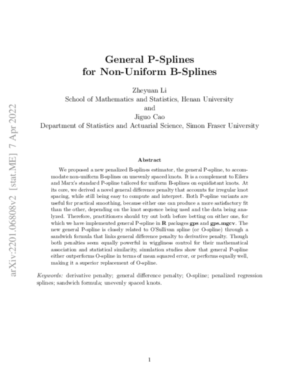 Pdf General P Splines For Non Uniform B Splines
