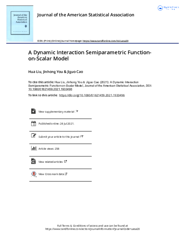 Pdf A Dynamic Interaction Semiparametric Function On Scalar Model