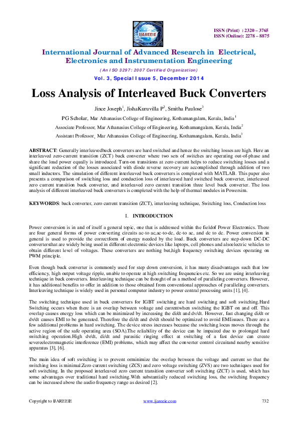 (PDF) Loss Analysis of Interleaved Buck Converters | Smitha Paulose ...