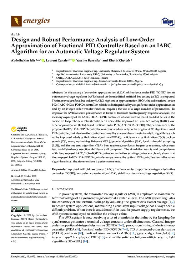 (PDF) Design and Robust Performance Analysis of Low-Order Approximation of Fractional PID ...