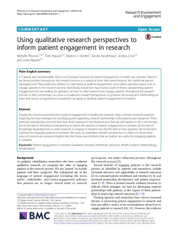 (PDF) Using qualitative research perspectives to inform patient ...