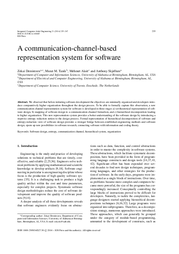 (PDF) A communication-channel-based representation system for software