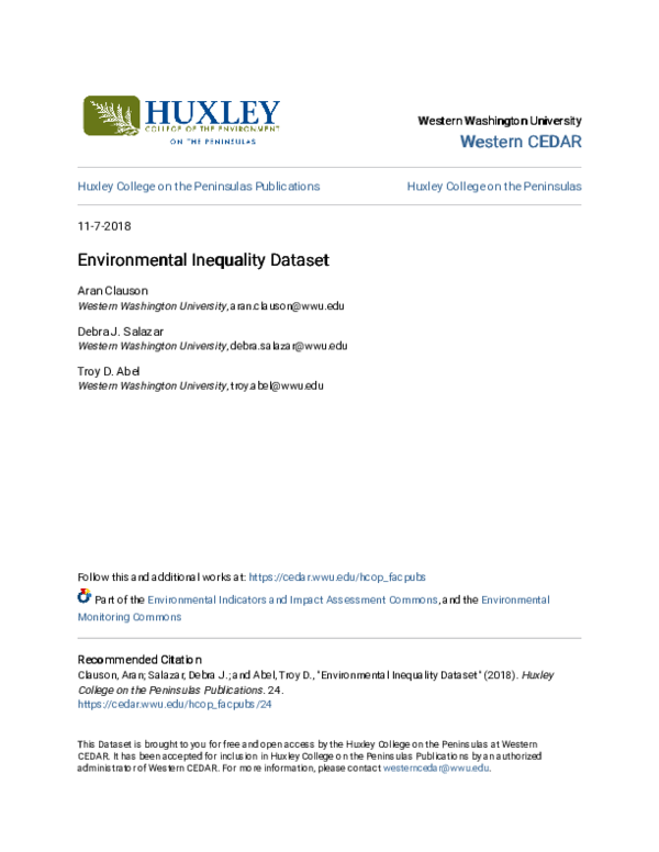 (PDF) Environmental Inequality Dataset