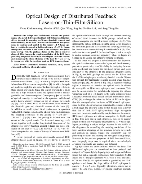 (PDF) Optical Design of Distributed Feedback Lasers-on-Thin-Film-Silicon