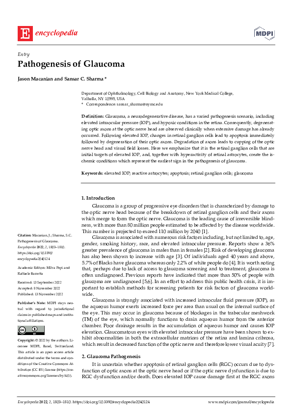 (PDF) Pathogenesis of Glaucoma
