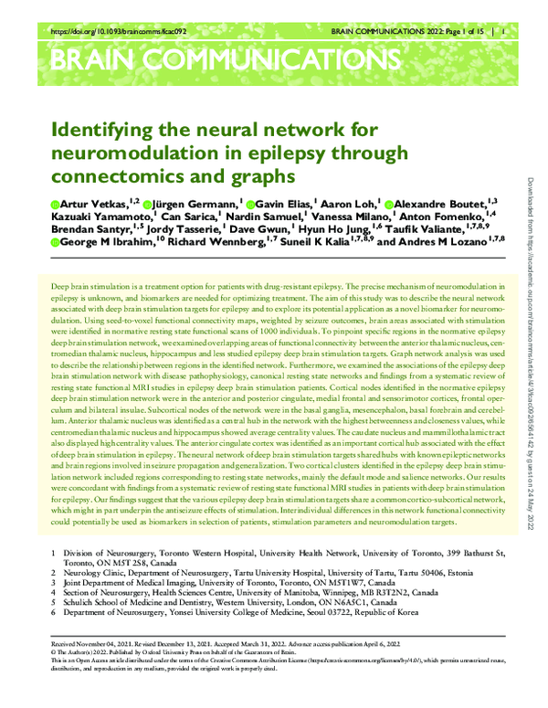 (PDF) Identifying the neural network for neuromodulation in epilepsy ...