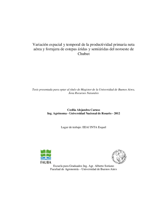 (PDF) Variación espacial y temporal de la productividad primaria neta ...