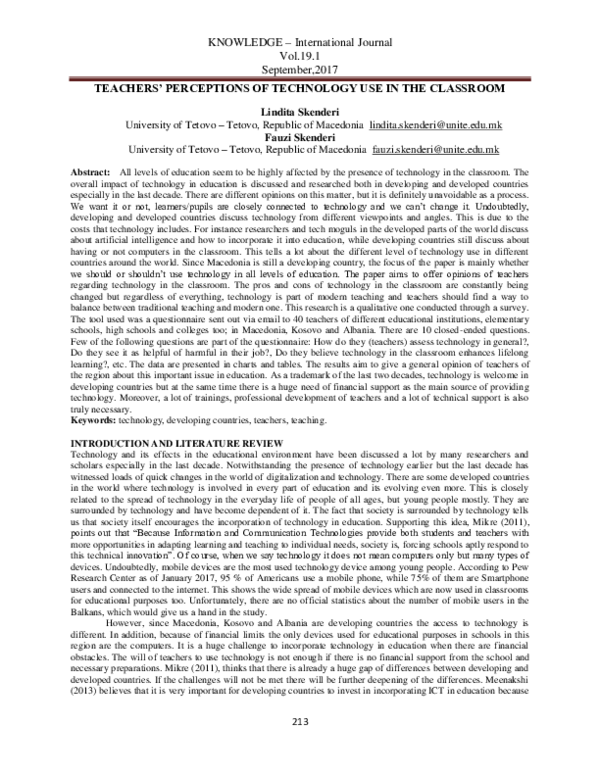 (PDF) Teachers Perceptions of Technology Use in the Classroom