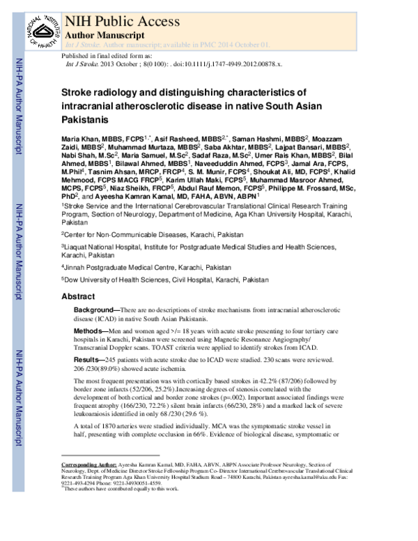 (PDF) Stroke Radiology and Distinguishing Characteristics of ...