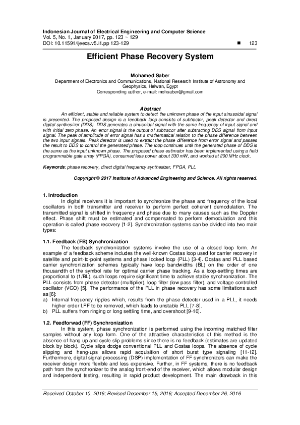 (PDF) Efficient Phase Recovery System