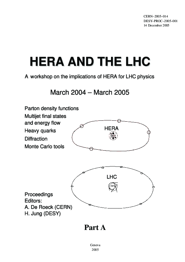 (PDF) HERA and the LHC : A Workshop on the Implications of HERA for LHC ...