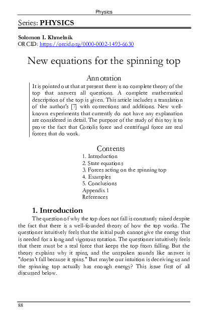 (PDF) New equations for the spinning top