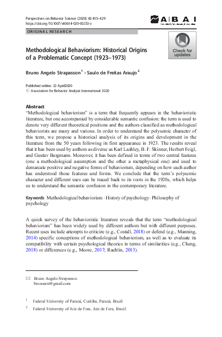 (PDF) Methodological Behaviorism: Historical Origins of a Problematic ...
