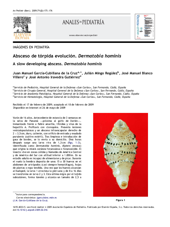 (PDF) Absceso de tórpida evolución. Dermatobia hominis | Juan luis ...