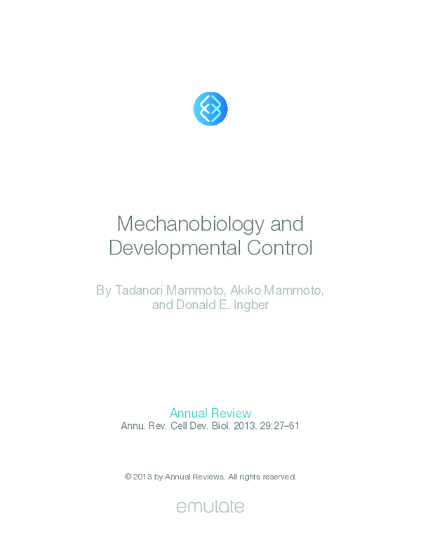 (PDF) Mechanobiology and Developmental Control