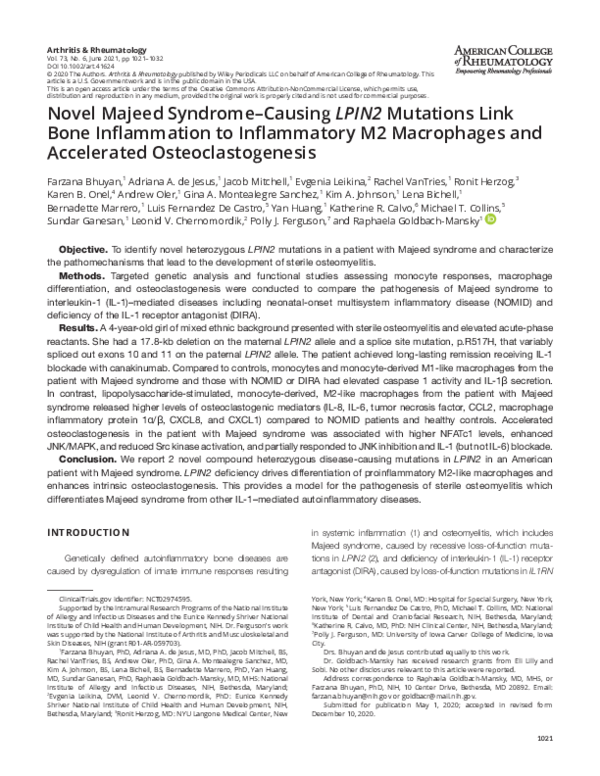 (PDF) Novel Majeed Syndrome–CausingLPIN2Mutations Link Bone ...