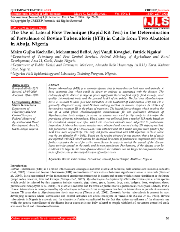 (PDF) The Use of Lateral Flow Technique ( Rapid Kit Test ) in the ...