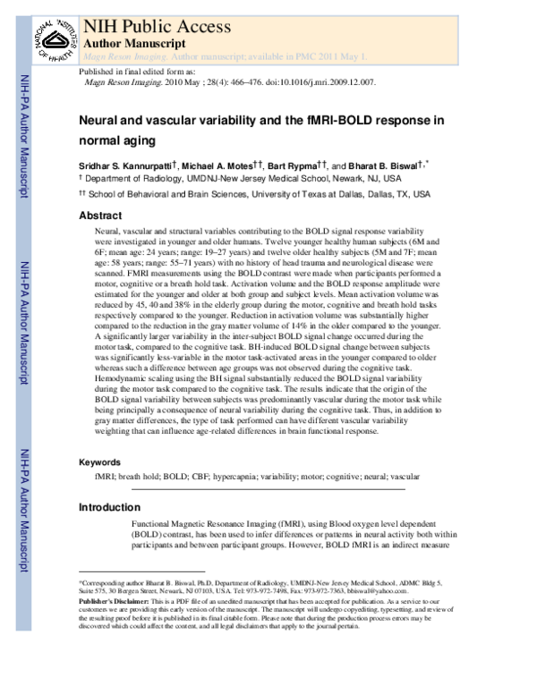(PDF) Neural and vascular variability and the fMRI-BOLD response in ...