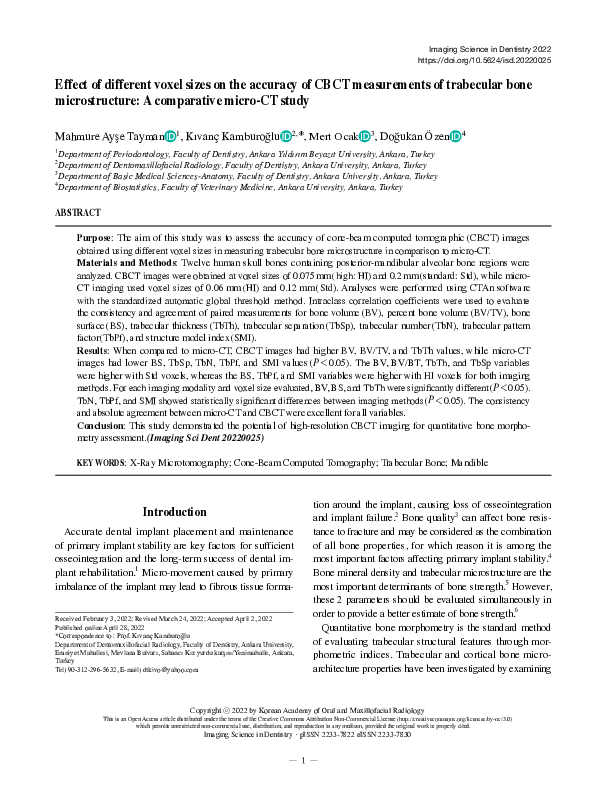 (PDF) Effect of different voxel sizes on the accuracy of CBCT measurements of trabecular bone ...