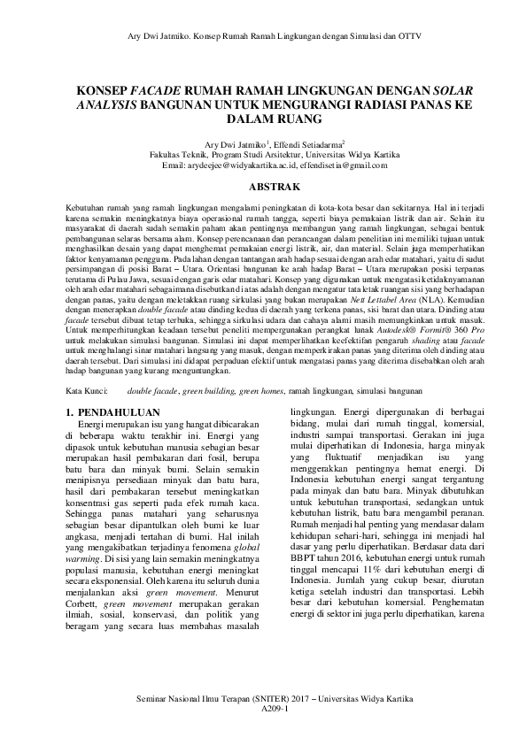 (PDF) Konsep Facade Rumah Ramah Lingkungan Dengan Solar Analysis Bangunan Untuk Mengurangi ...