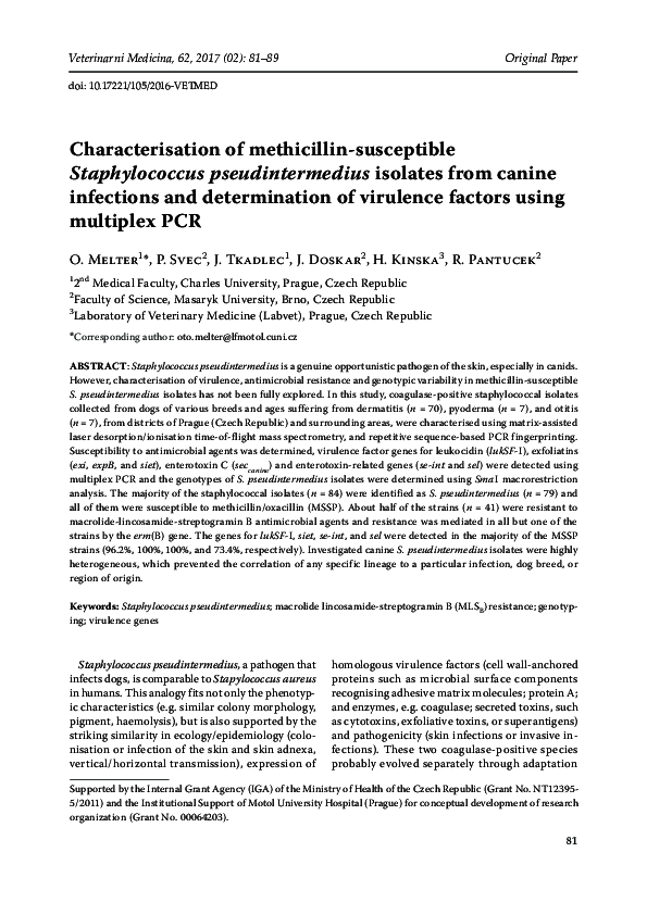 (PDF) Characterisation of methicillin-susceptible Staphylococcus ...