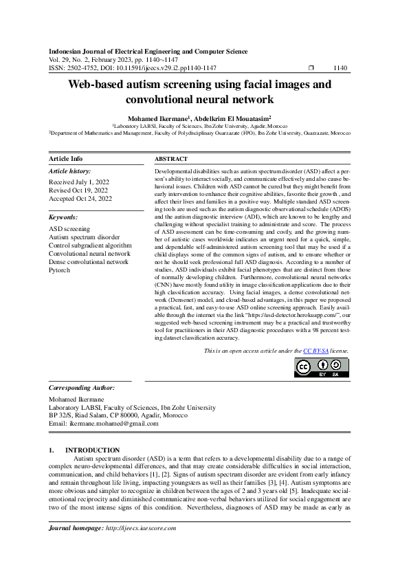 Pdf Web Based Autism Screening Using Facial Images And Convolutional Neural Network