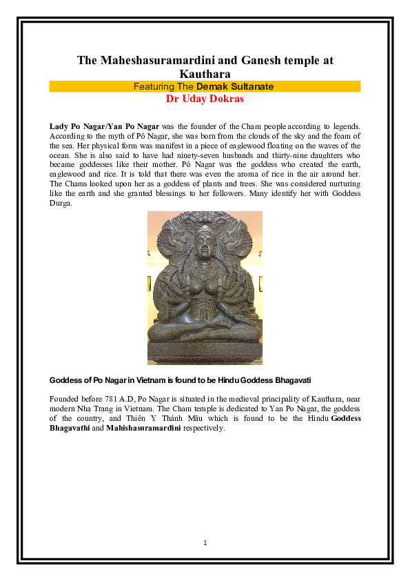 (DOC) The Maheshasuramardini and Ganesh temple at Kauthara - Champa
