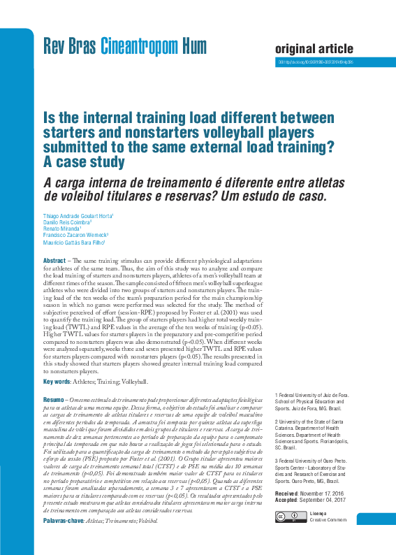 (PDF) Is the internal training load different between starters and ...