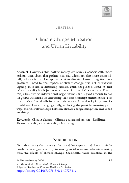 (PDF) Climate Change Mitigation and Urban Liveability (PDF) Climate Change Mitigation and Urban Liveability