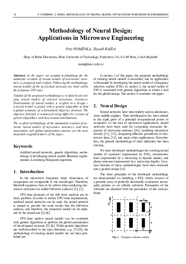 (PDF) Methodology of Neural Design: Applications in Microwave Engineering