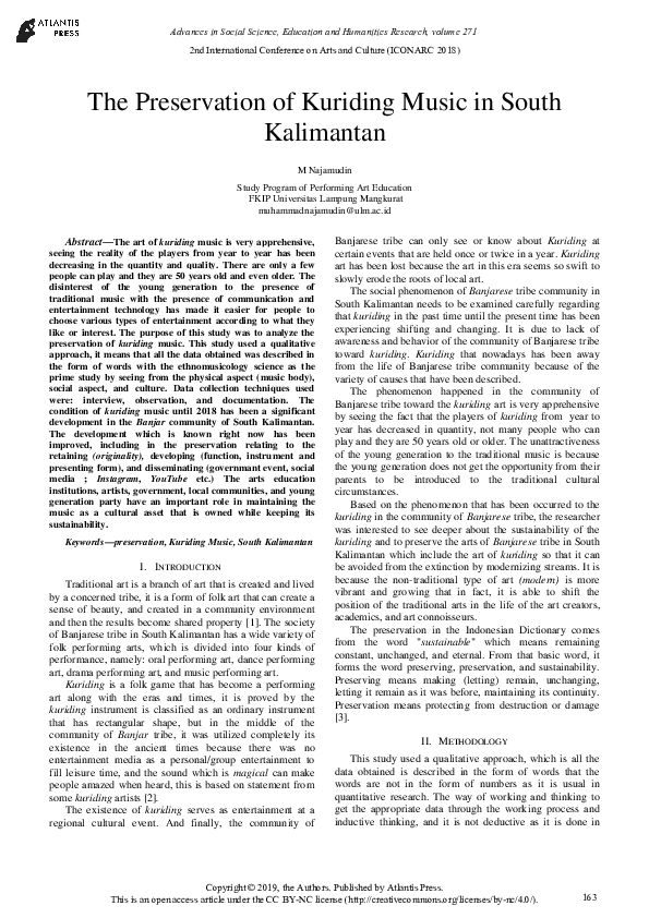 (PDF) The Preservation of Kuriding Music in South Kalimantan