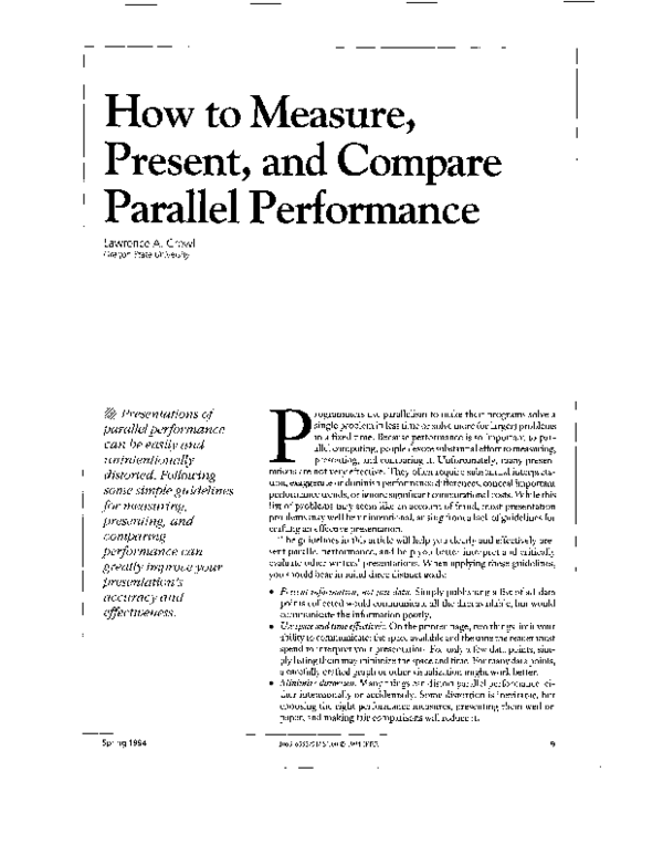 (PDF) How to measure, present, and compare parallel performance