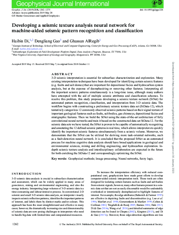 (PDF) Developing a seismic texture analysis neural network for machine-aided seismic pattern ...