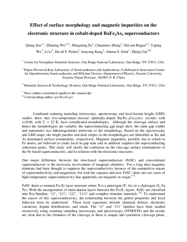 (PDF) Effect of surface morphology and magnetic impurities on the ...