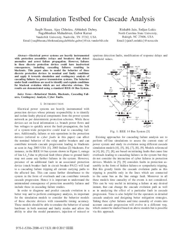 (PDF) A simulation testbed for cascade analysis