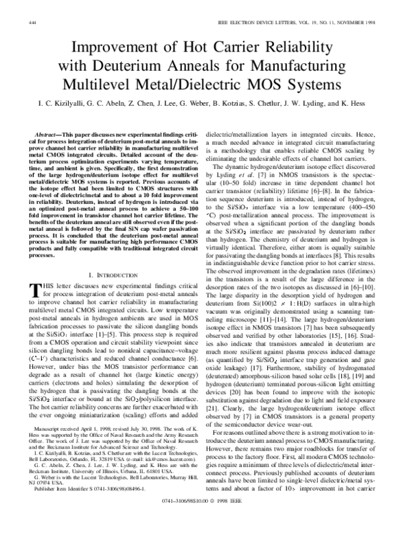 (PDF) Improvement of hot carrier reliability with deuterium anneals for ...