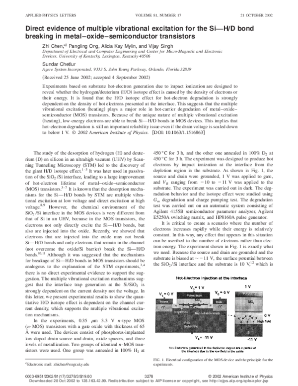 (PDF) Direct evidence of multiple vibrational excitation for the Si ...